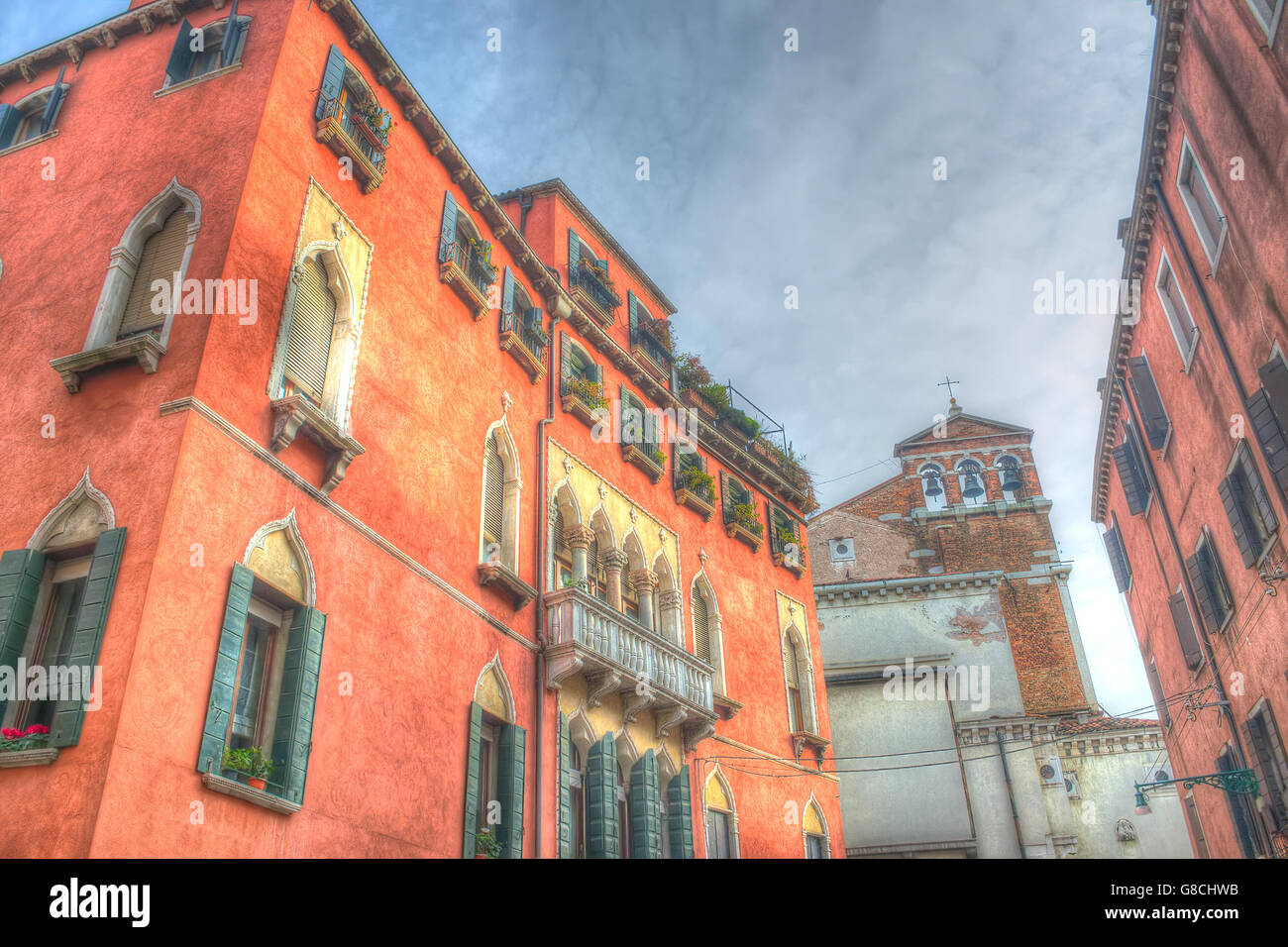 orange building in Venice, Italy Stock Photo - Alamy