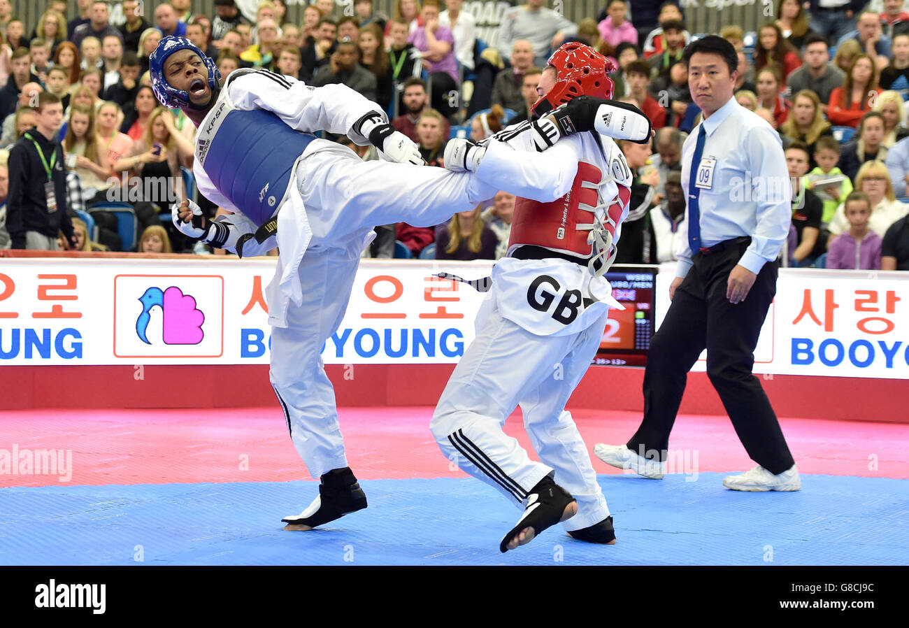 Great Britain's Lutalo Muhammad (left) and Tom Smith (right) in action ...