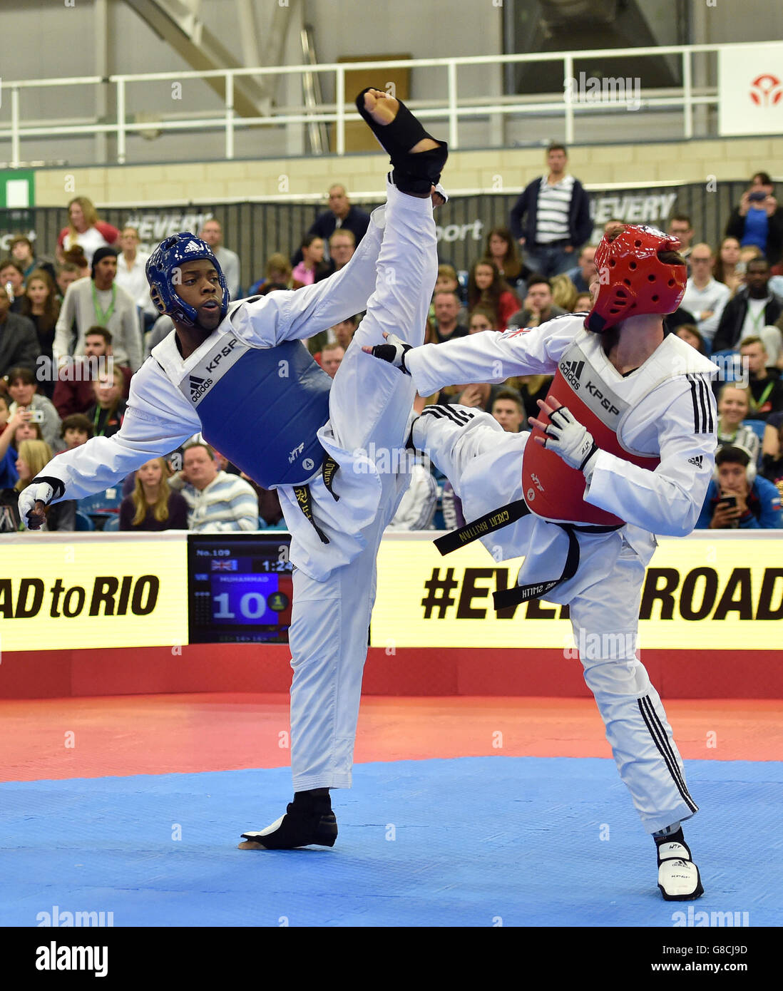 Great Britain's Lutalo Muhammad (left) and Tom Smith (right) in action ...