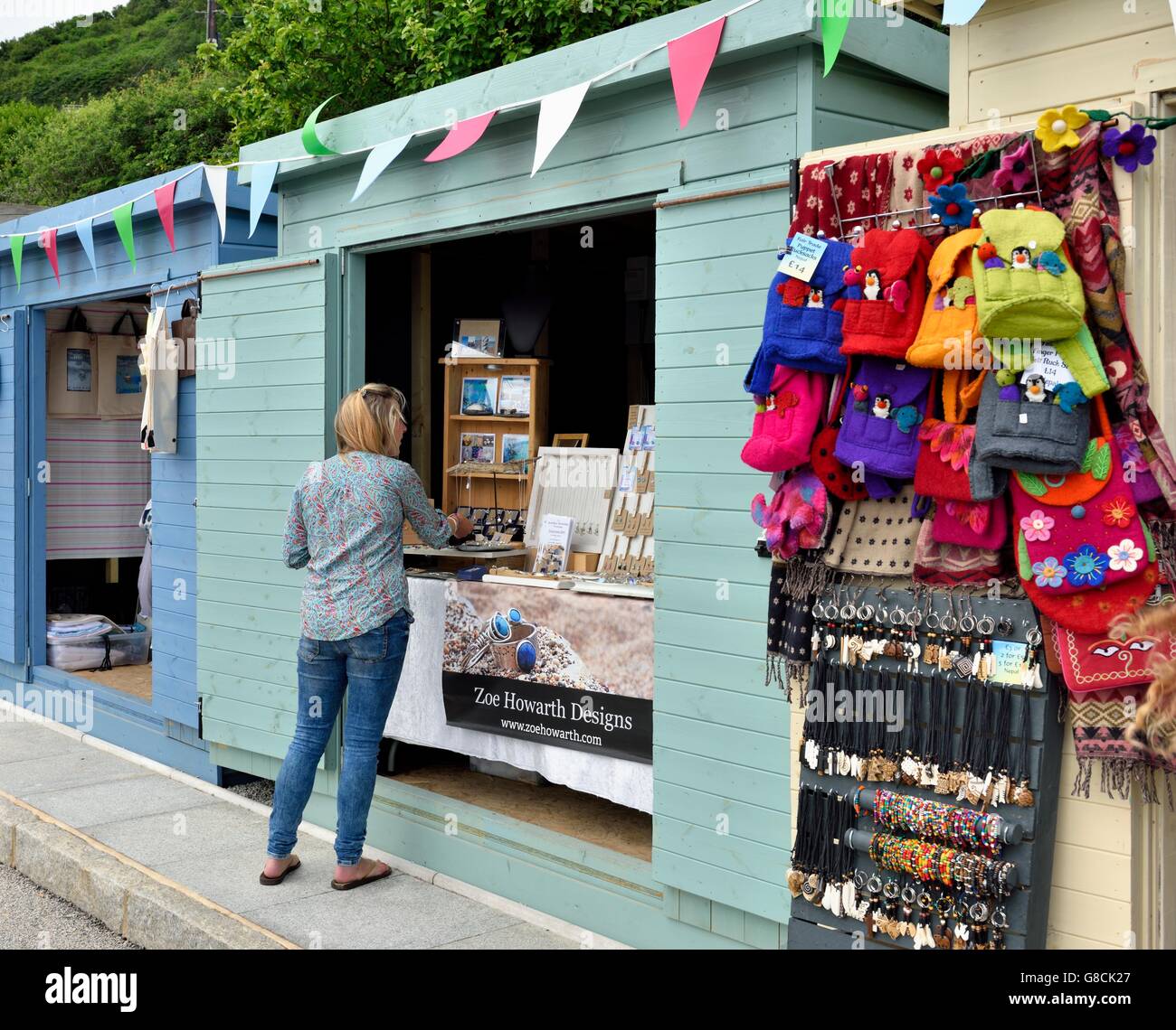 Outdoor street market stalls Porthleven Cornwall England UK Stock Photo ...