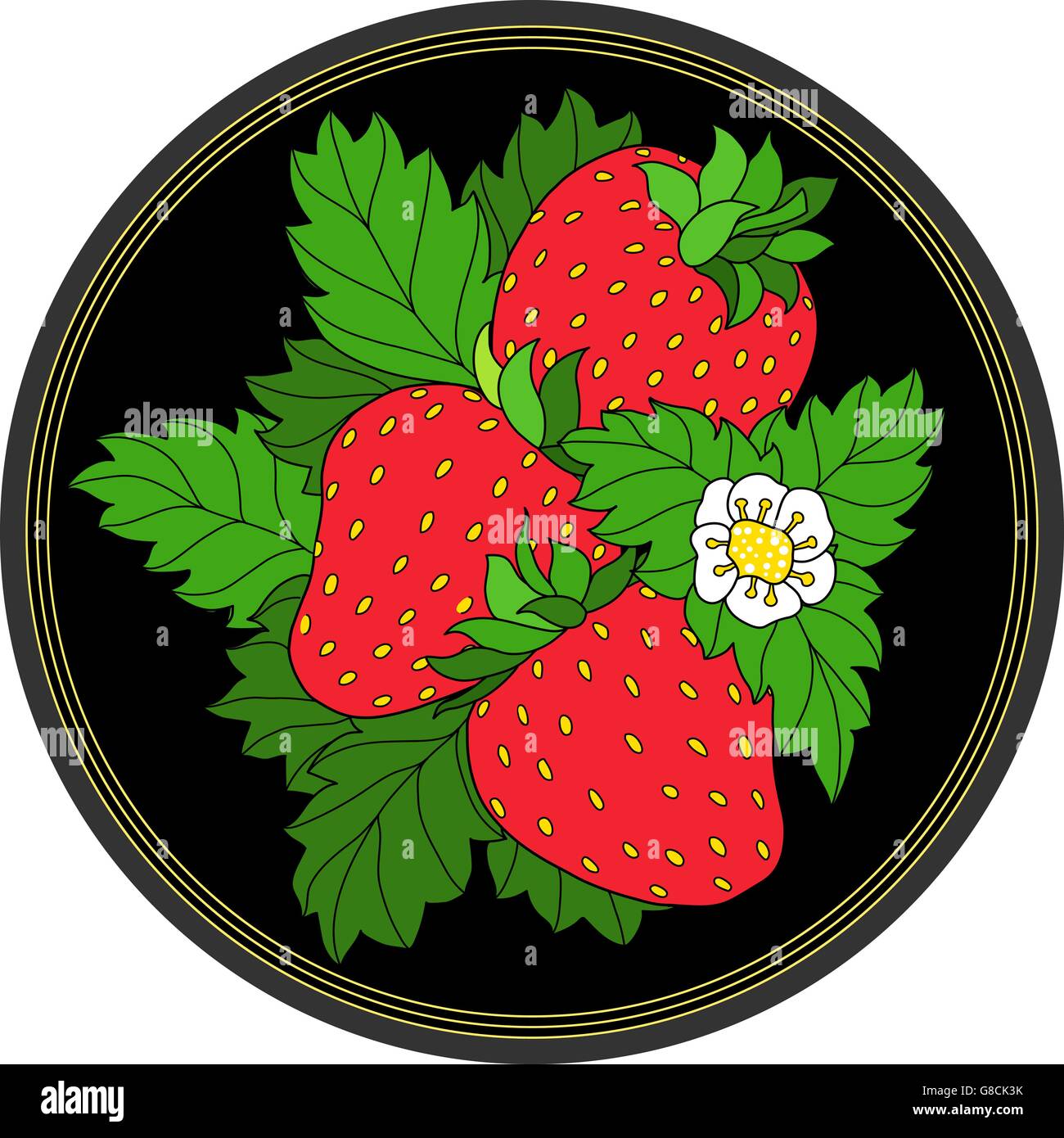 Yellow flower strawberries Stock Vector Images - Alamy