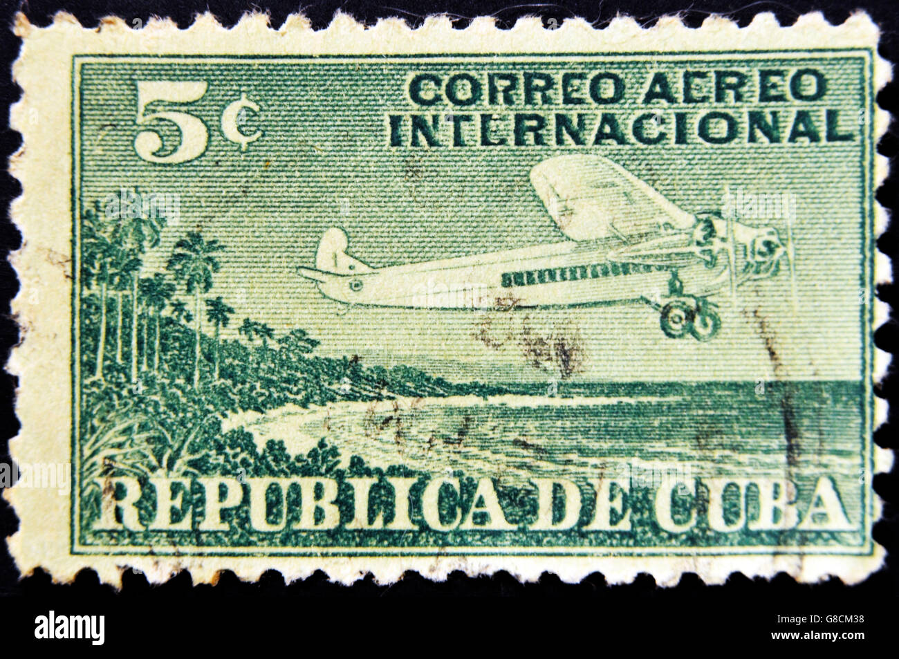 CUBA - CIRCA 1961: A stamp pritned in Cuba shows airplane, circa 1961 ...