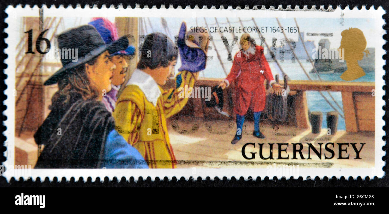 GUERNSEY - CIRCA 1999: A stamp printed in Guernsey dedicated to siege ...