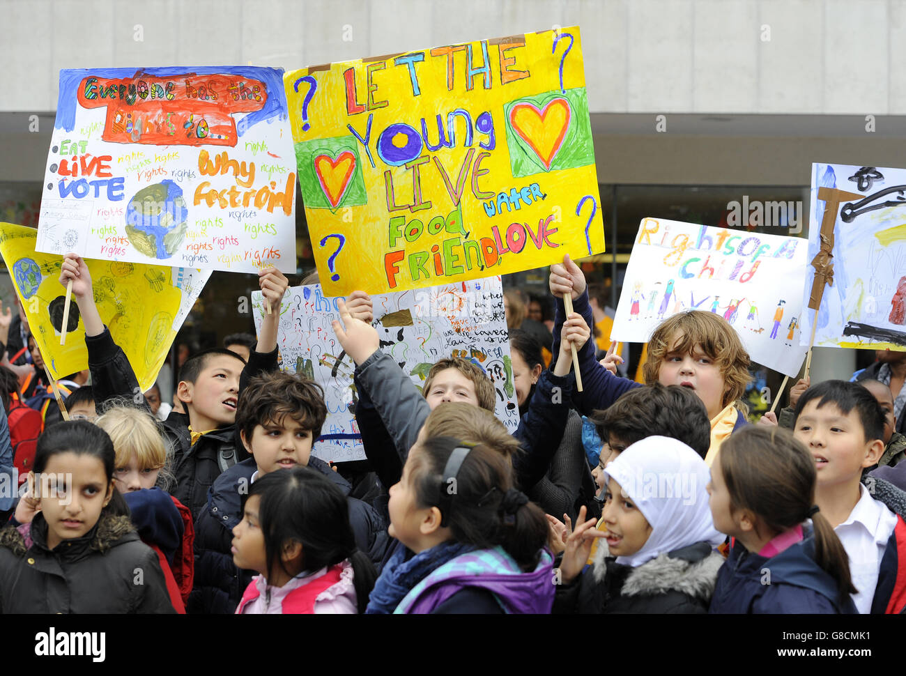 Over 500 schoolchildren take part in a protest parade to mark the ...