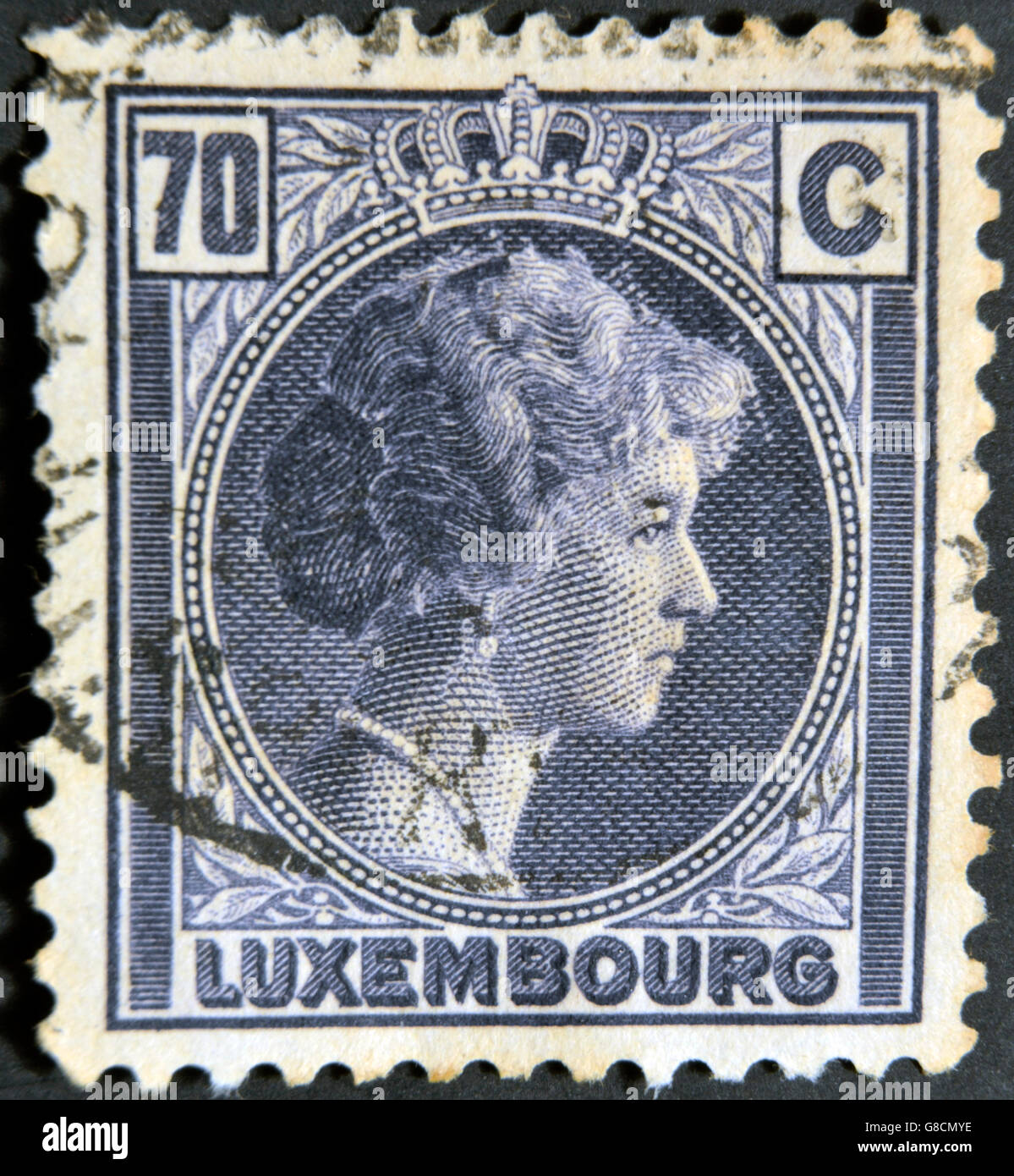 LUXEMBOURG - CIRCA 1944: A stamp printed in Luxembourg, shows Charlotte, Grand Duchess of ...