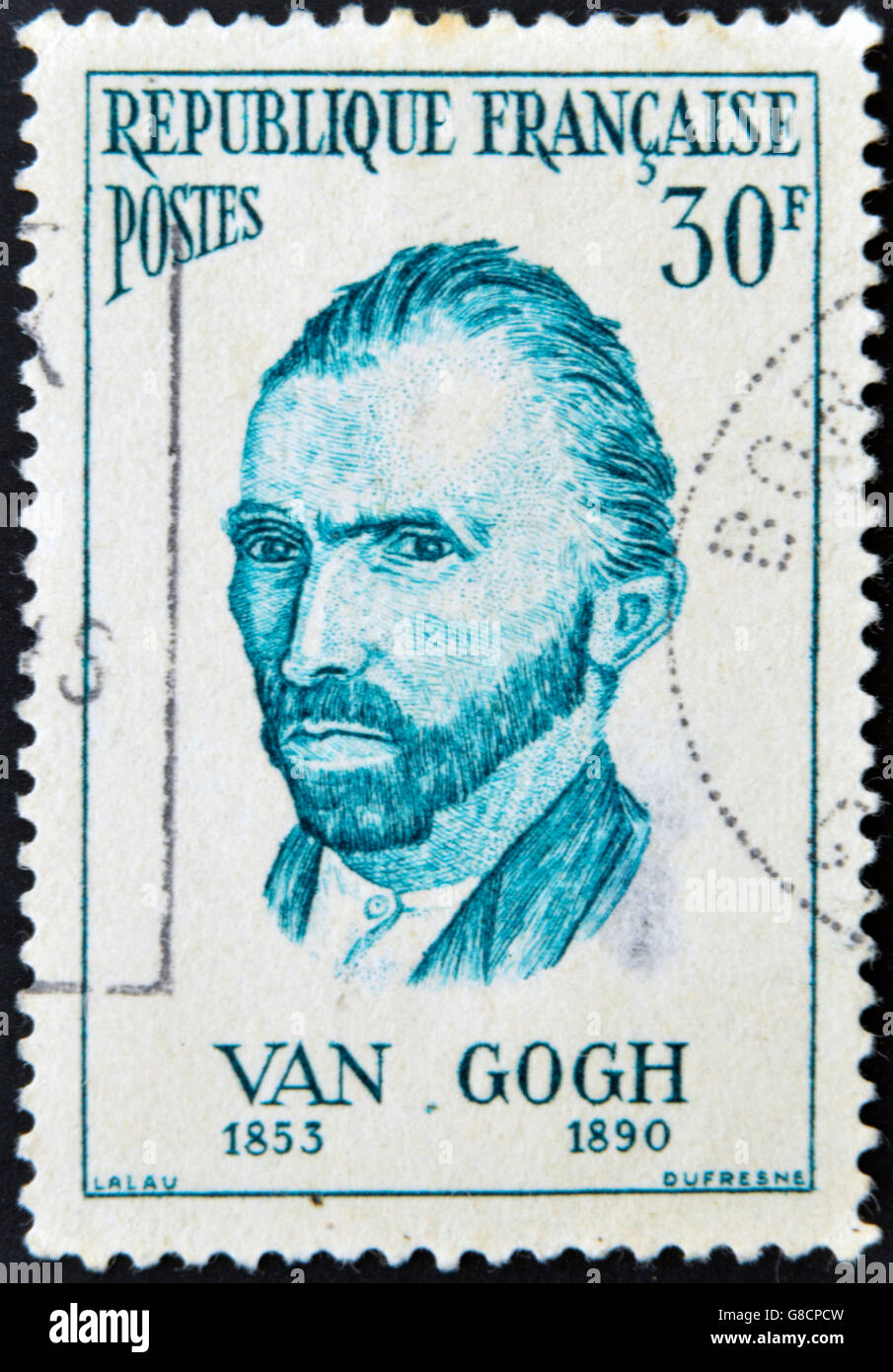 FRANCE - CIRCA 1950: A stamp printed in France shows self-portrait of ...