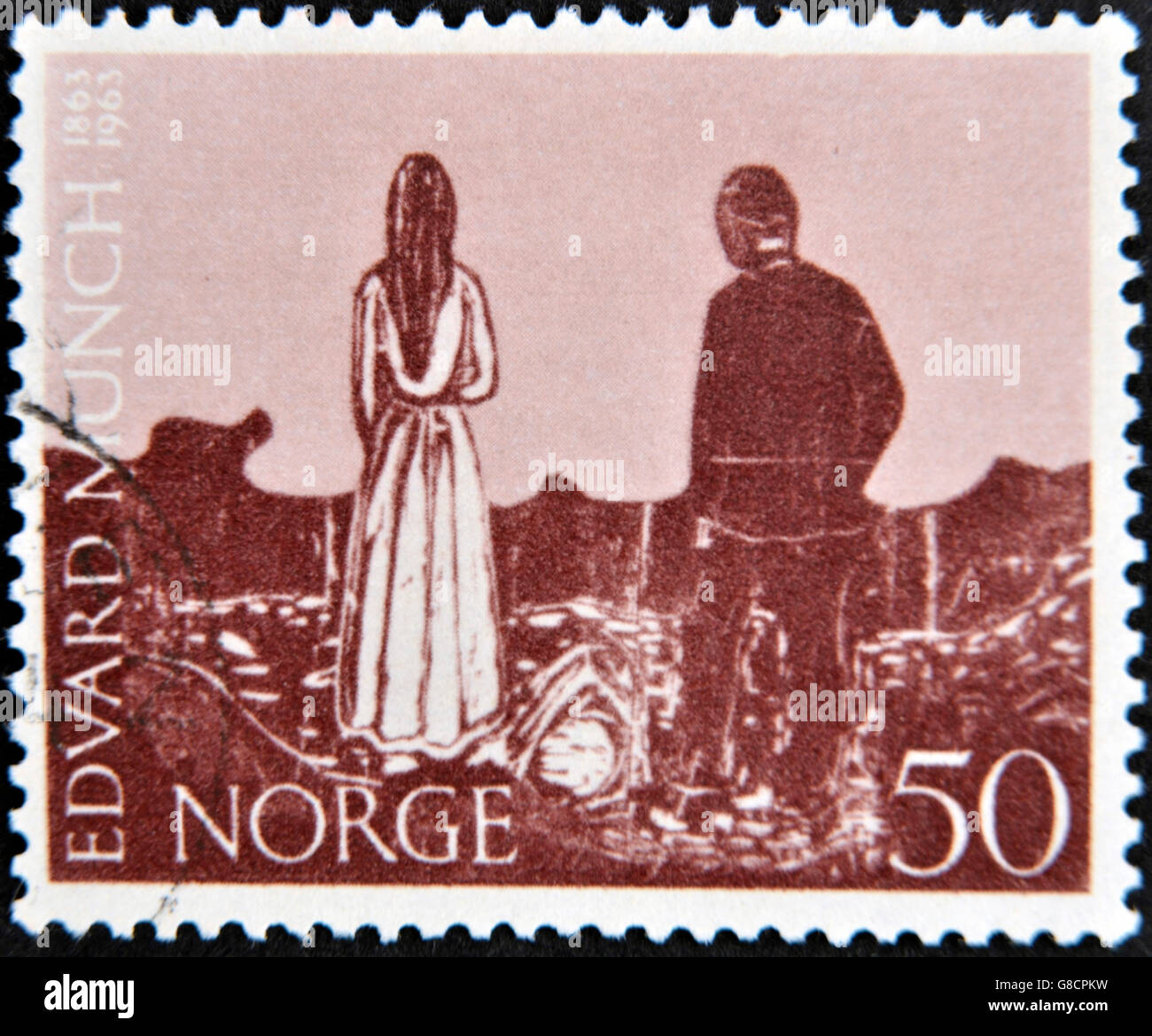 NORWAY - CIRCA 1963: A stamp printed in Norway shows Paintings by ...