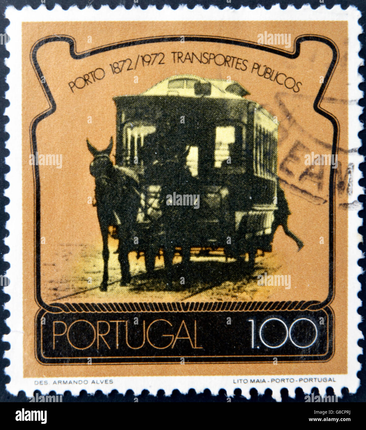 PORTUGAL - CIRCA 1972: A stamp printed in Portugal dedicated to 100 ...
