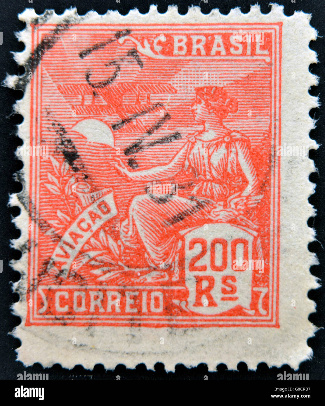 BRAZIL - CIRCA 1920: A stamp printed in Brazil shows Aviation mythology ...