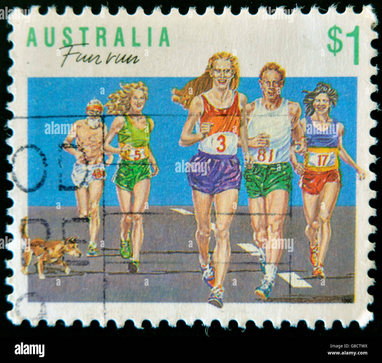 AUSTRALIA - CIRCA 1990: A stamp printed in Australia shows fun run ...