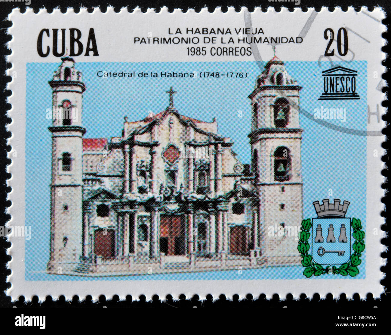 CUBA - CIRCA 1985: stamp printed in Cuba shows Havana Cathedral, circa ...