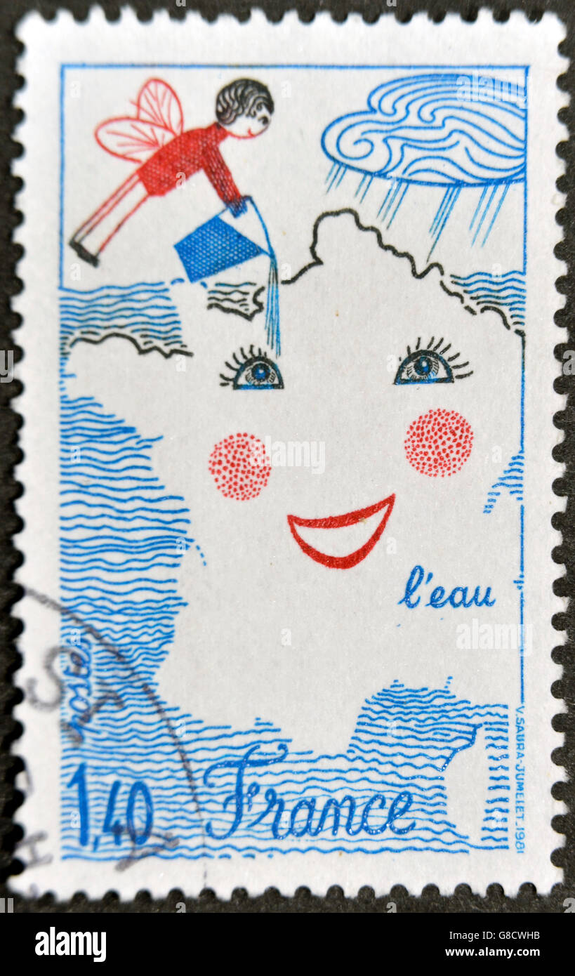 FRANCE - CIRCA 1981: A stamp printed in France dedicated to water ...