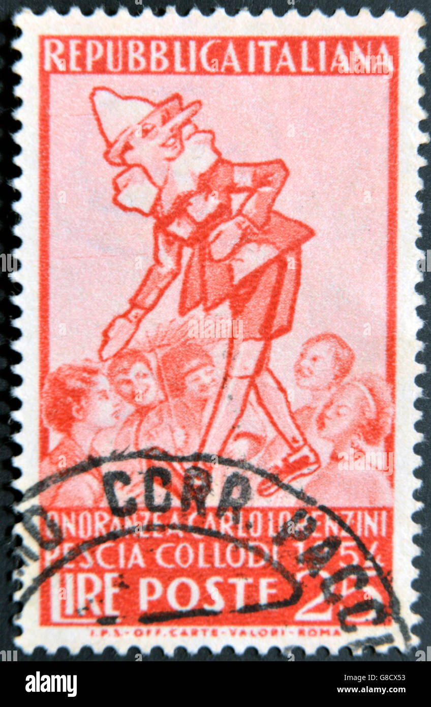 ITALY - CIRCA 1954: A stamp printed in Italy shows Pinocchio, circa ...
