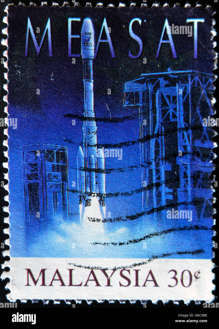 MALAYSIA - CIRCA 1996: A stamp printed in Malaysia shows Measat (First ...