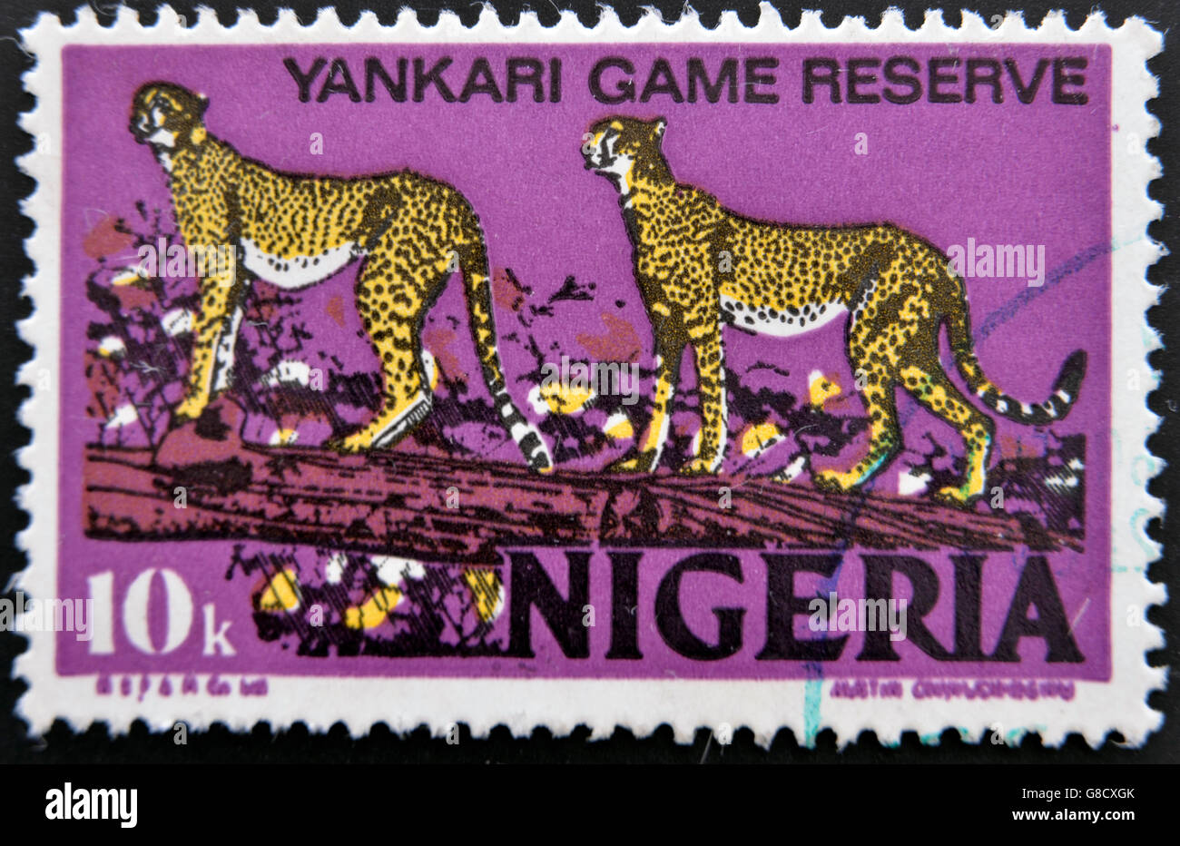 NIGERIA - CIRCA 1973: Postage stamp printed in Nigeria, shows cheetah ...