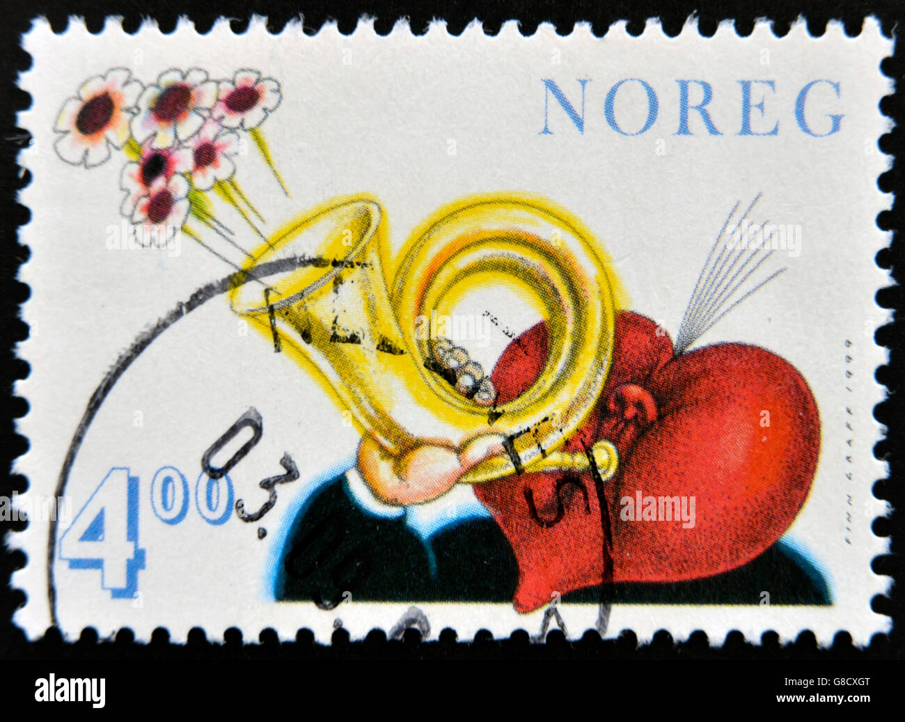 NORWAY - CIRCA 1999: A stamp printed in norway shows person with heart ...