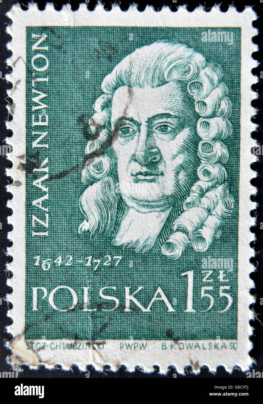 POLAND - CIRCA 1959: A stamp printed in Poland shows Isaac Newton ...