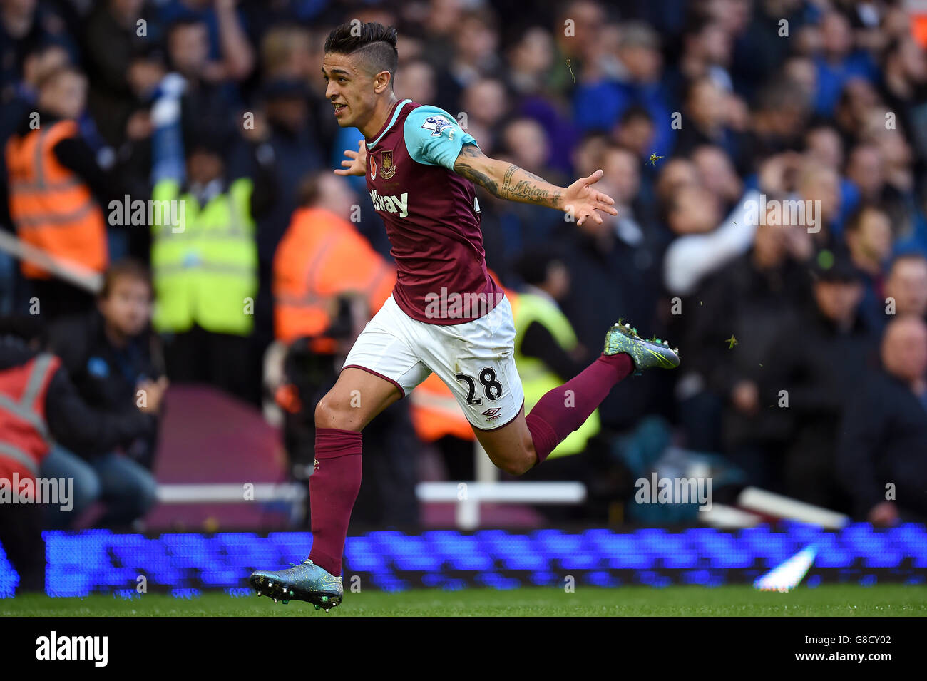 West Ham United's Manuel Lanzini celebrates scoring his sides first ...