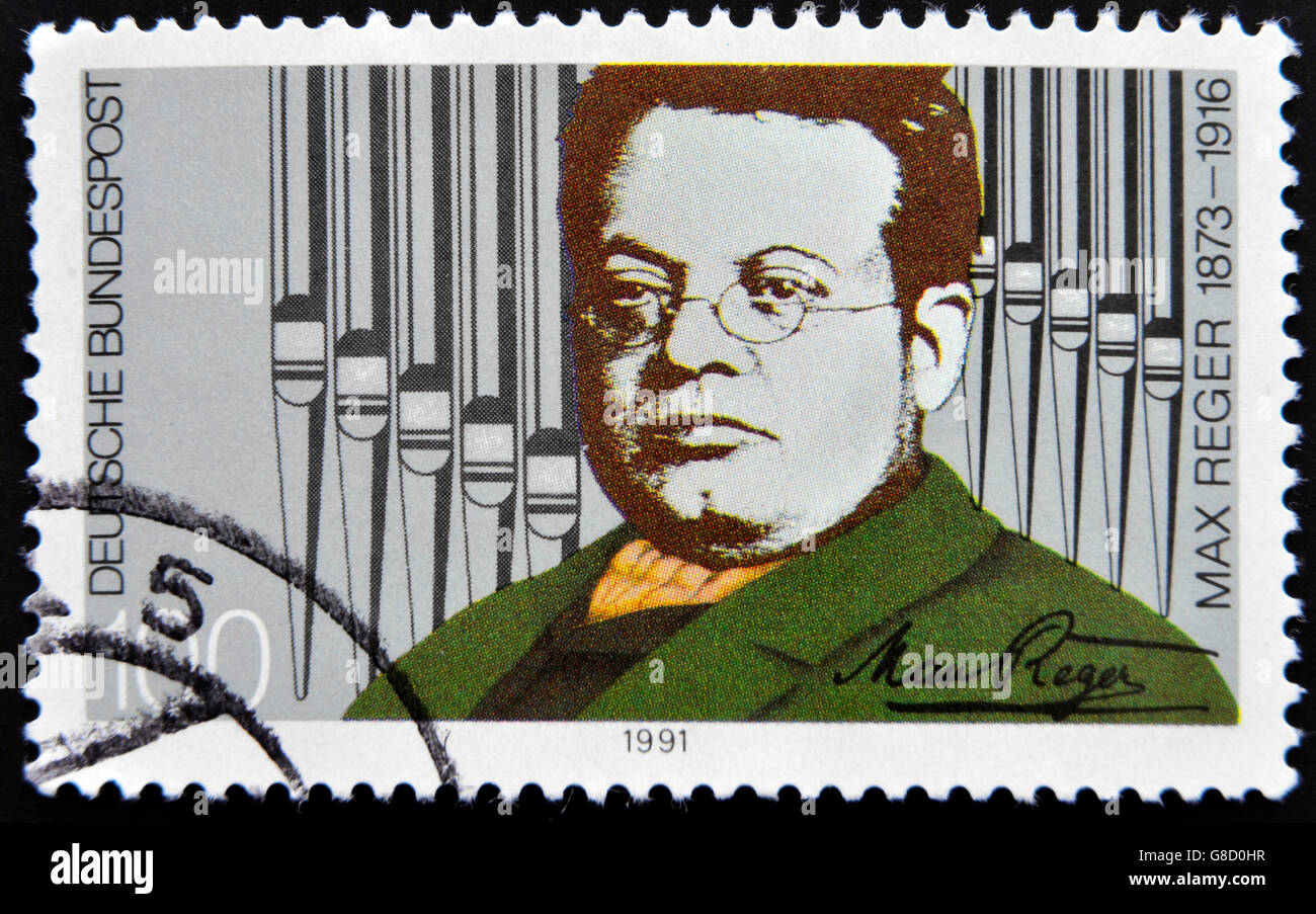 GERMANY - CIRCA 1991: a stamp printed in Germany shows Max Reger ...