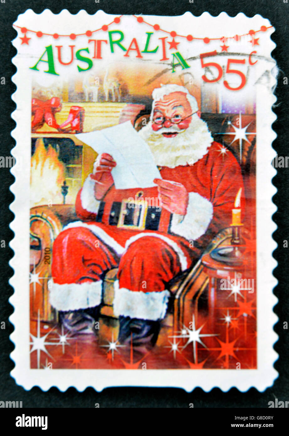 AUSTRALIA - CIRCA 2010: A stamp printed in Australia shows Santa Claus ...