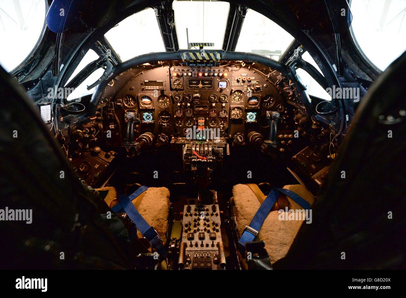 A view inside the cockpit of Vulcan XH558 as it stands inside its ...