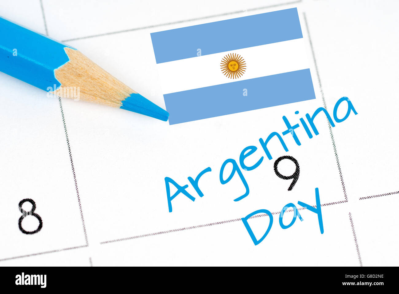argentina independence day calendar and pencil Stock Photo - Alamy