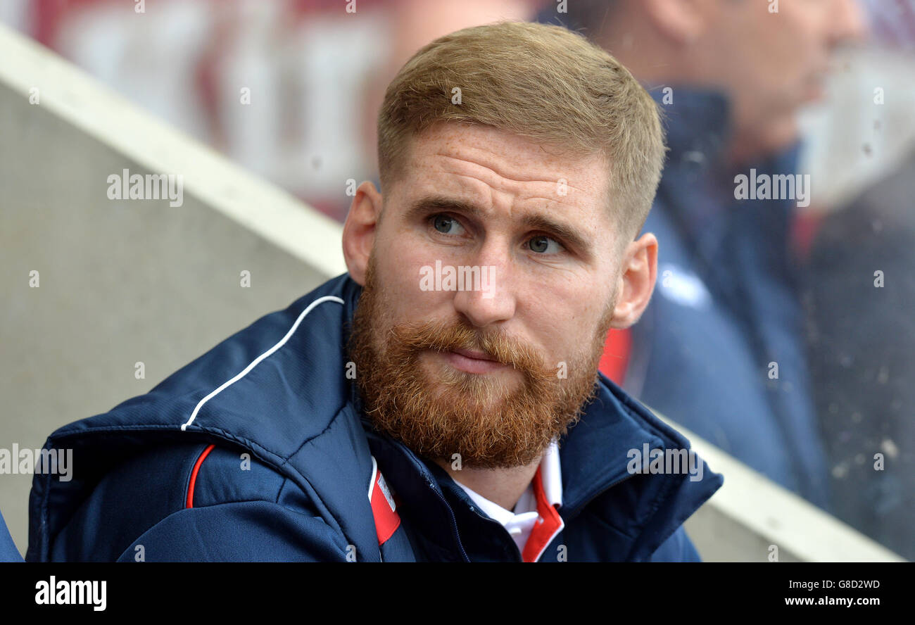 England's Sam Tomkins sits in the dug out before the International Test ...