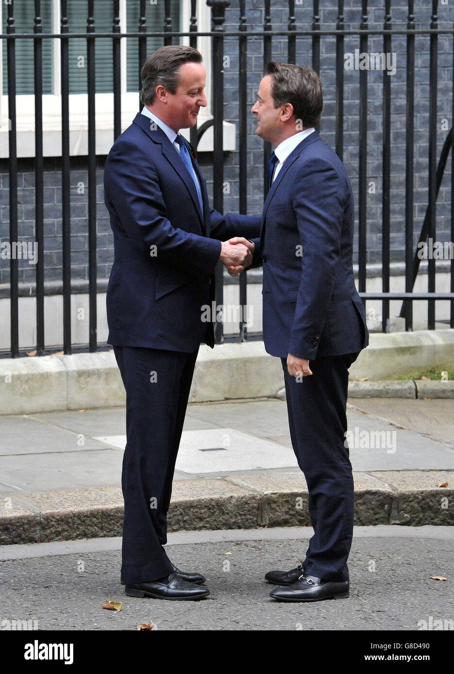 Cameron meets prime minister xavier bettel luxembourg hi-res stock ...