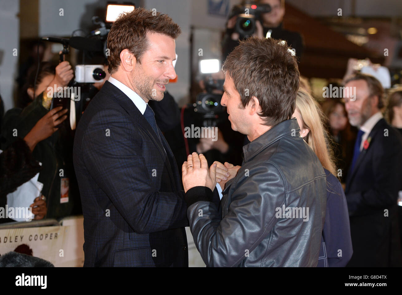 Bradley Cooper (left) and Noel Gallagher (right) arriving for the Burnt ...