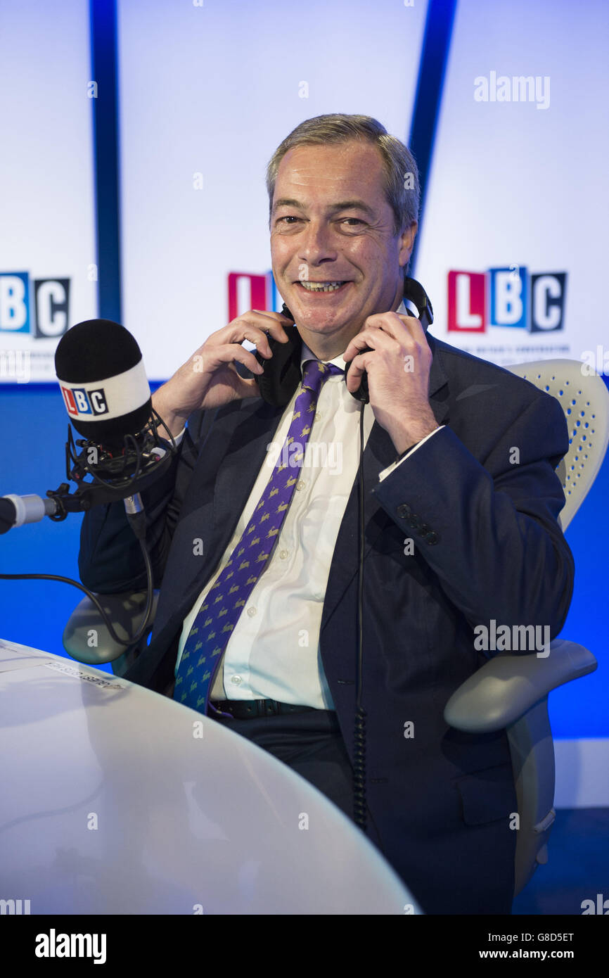 Ukip party leader Nigel Farage during 'Phone Farage', on Nick Ferrari ...