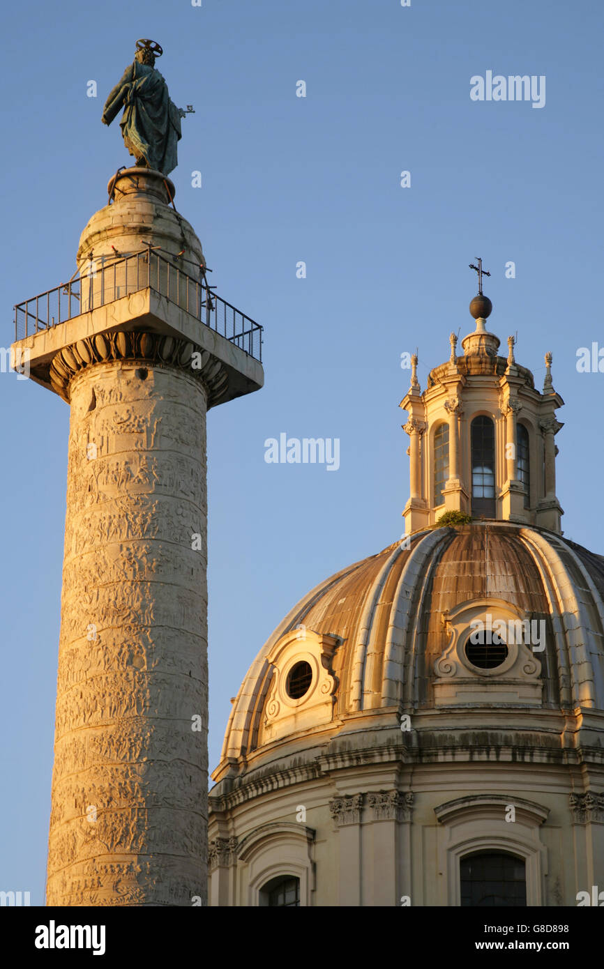 Trajan's column and Santissimo Nome di Maria near the Roman Forum, Rome ...