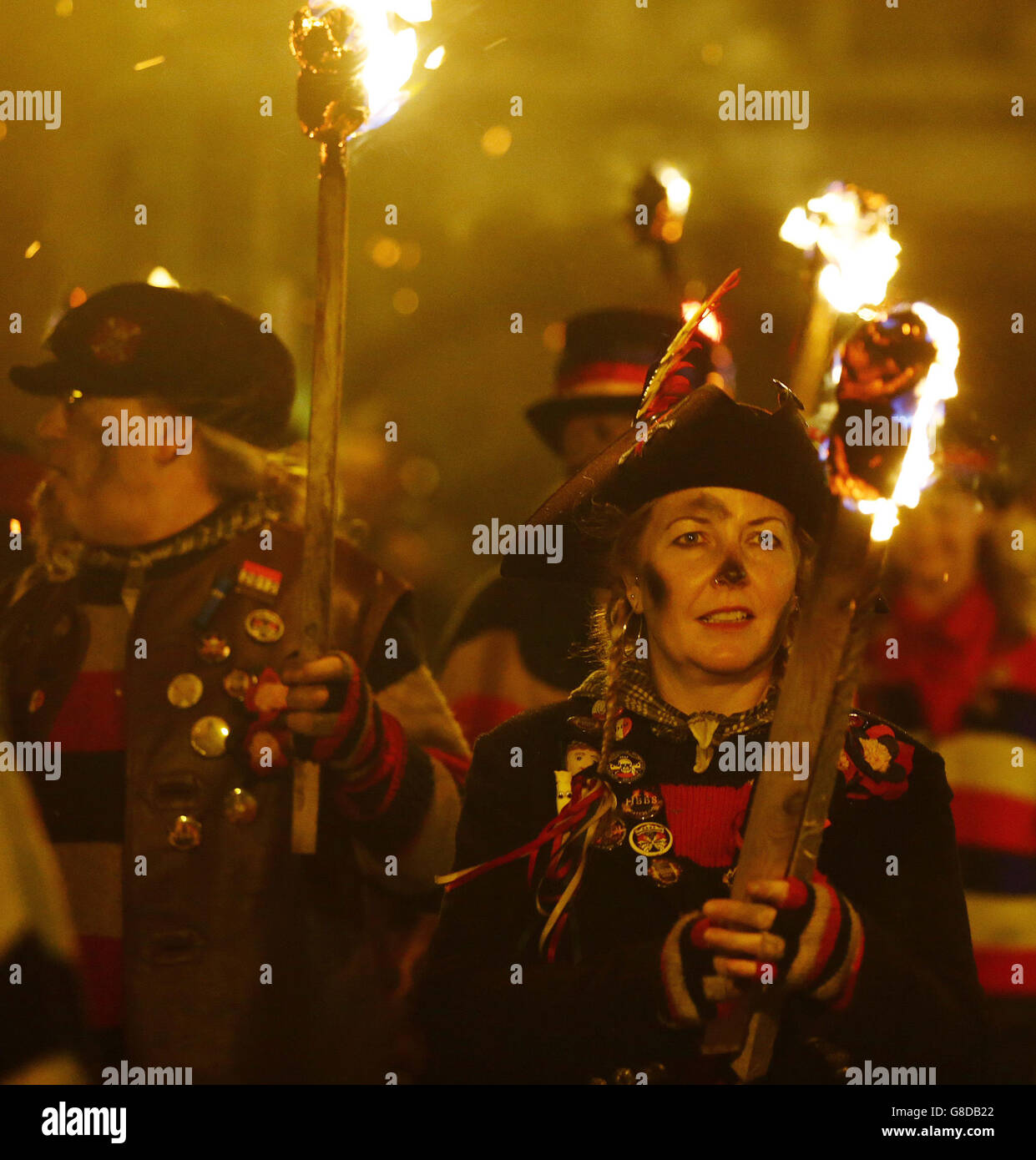 Participants parade through the town of Lewes in East Sussex where an ...