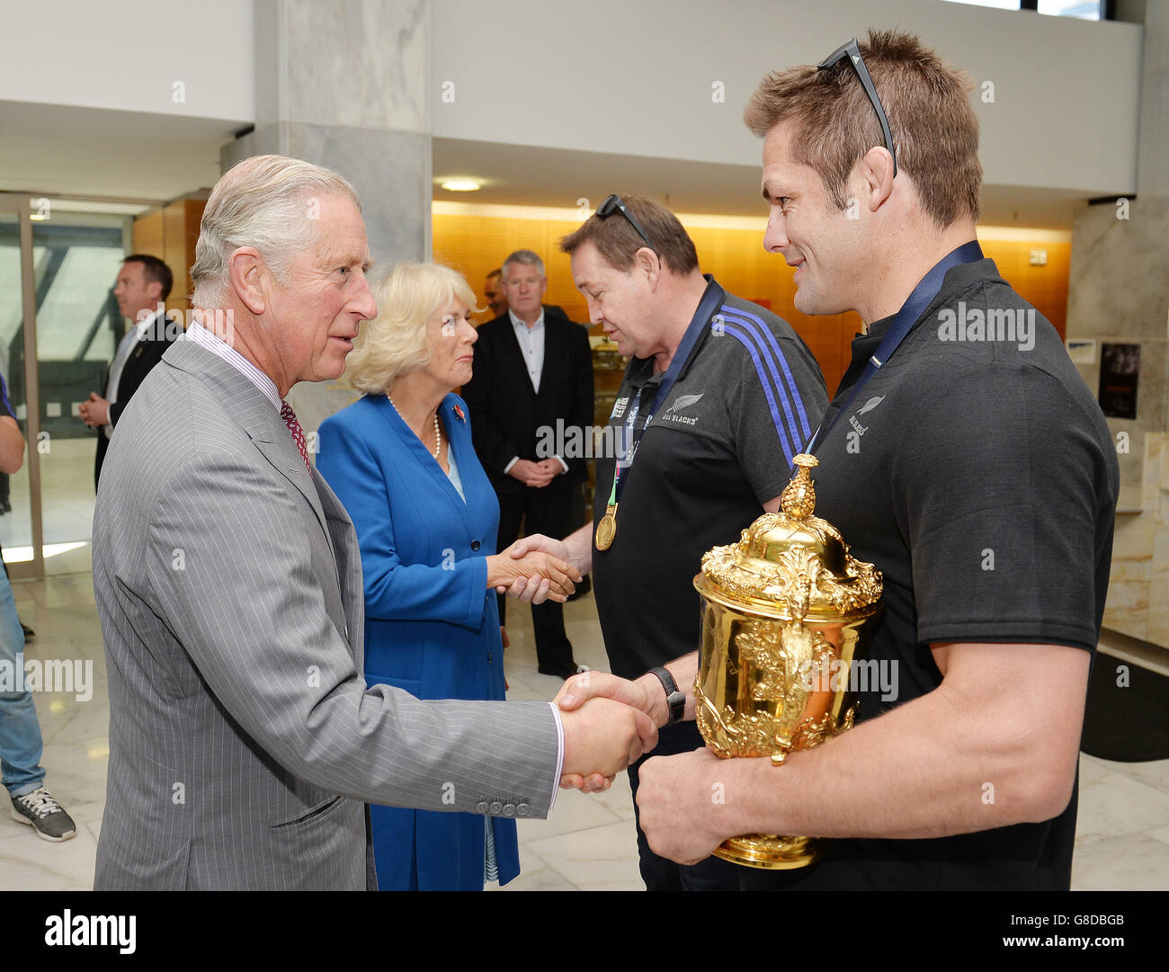 The Prince of Wales and Duchess of Cornwall talk to New Zealand All ...
