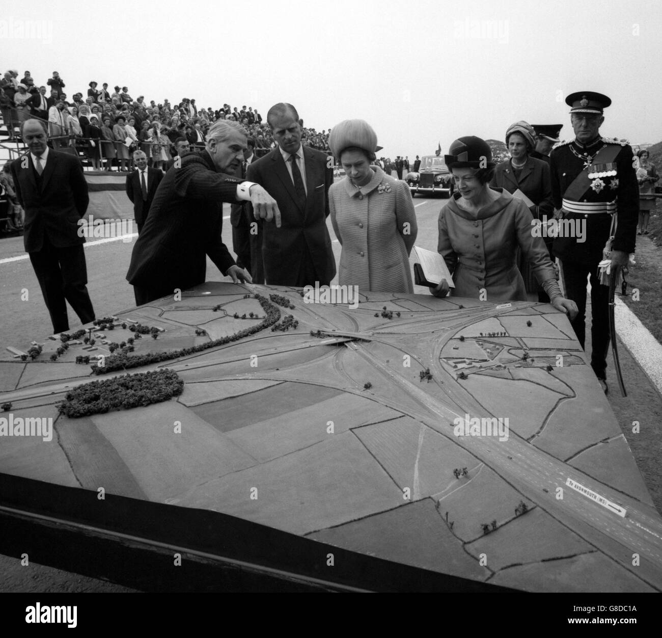 Queen elizabeth ii shown model of the new severn bridge Black and White ...