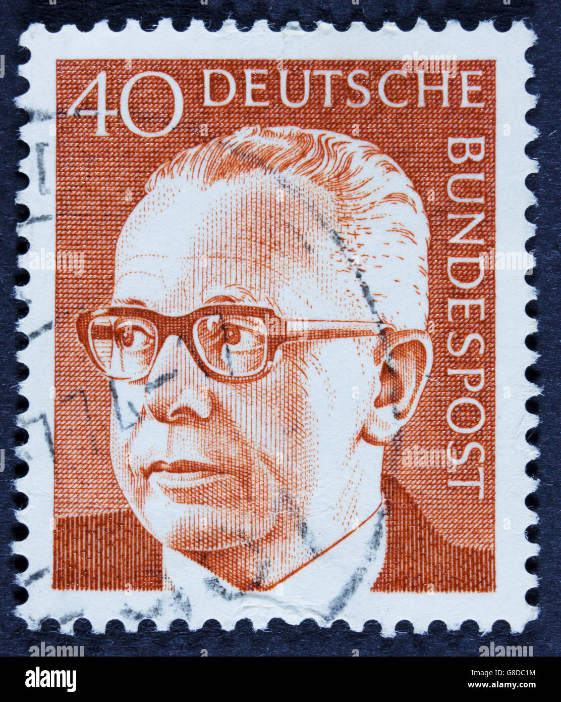 GERMANY - CIRCA 1971: post stamp printed in GDR shows president Gustav ...