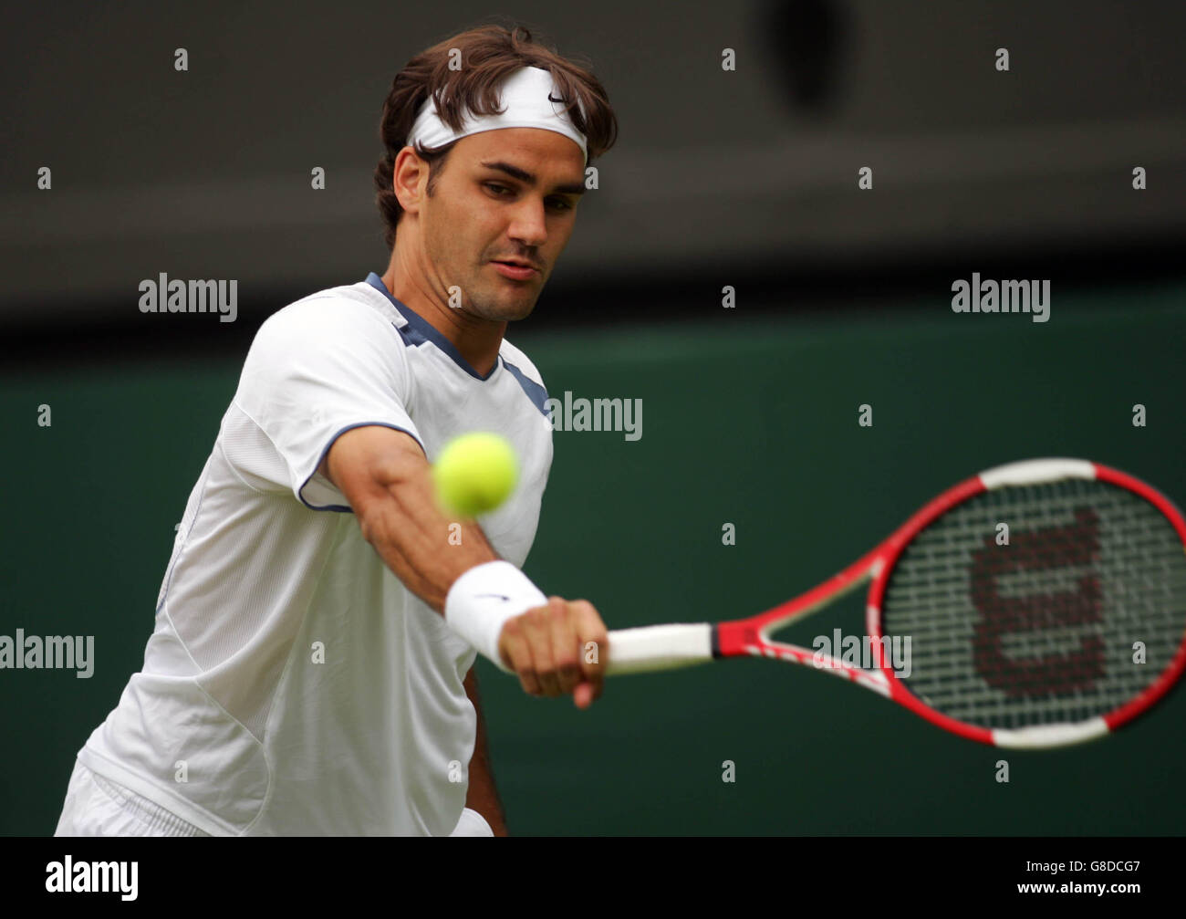 Switzerland's Roger Federer in action during his win over Germany's ...