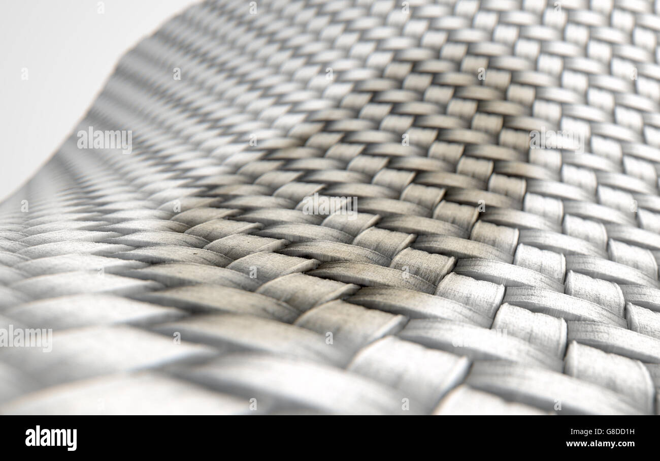 A 3D render of a microscopic view of a simple woven textile with a ...