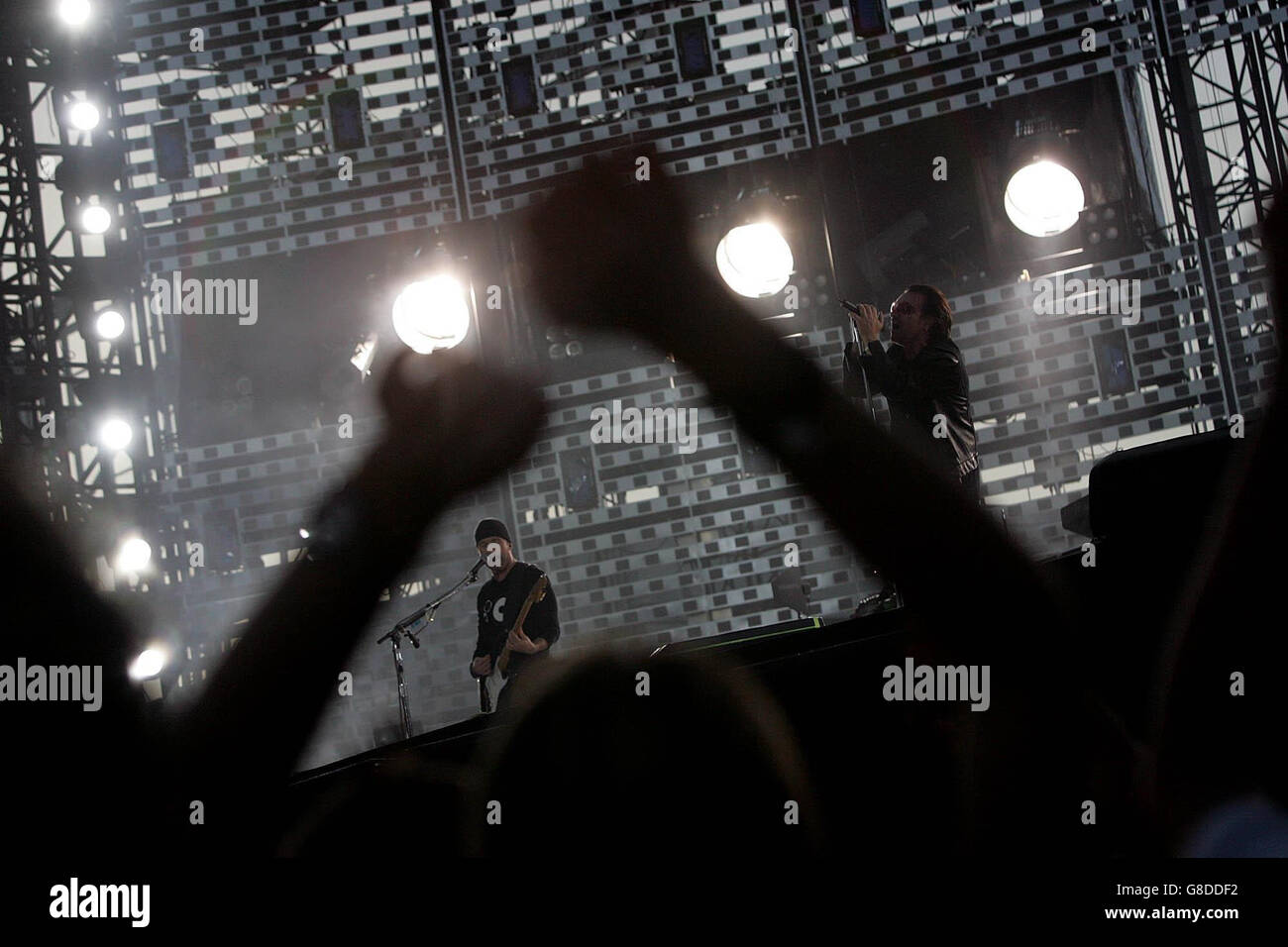 U2 singer singer Bono (right) on stage with guitarist The Edge Stock ...