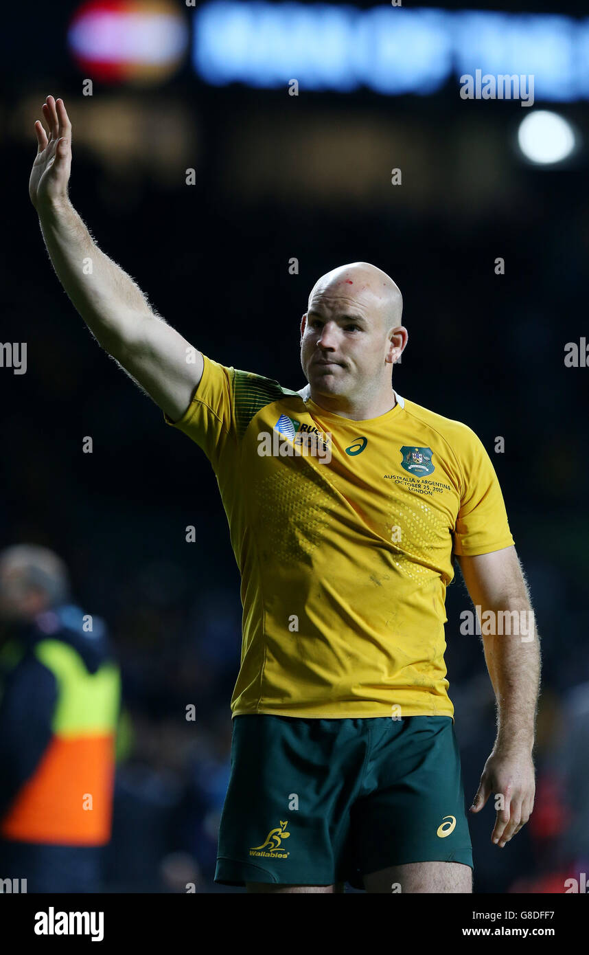 Australias stephen moore celebrates victory in the rugby world cup hi ...