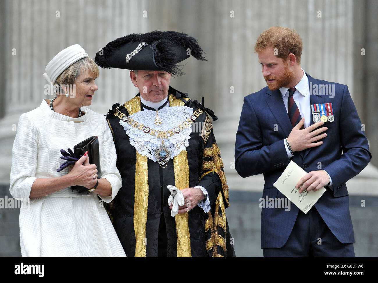 Prince Harry, walks with the Lord Mayor of London Alderman Alan Yarrow ...