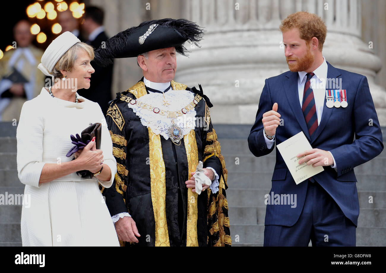 Prince Harry, walks with the Lord Mayor of London Alderman Alan Yarrow ...