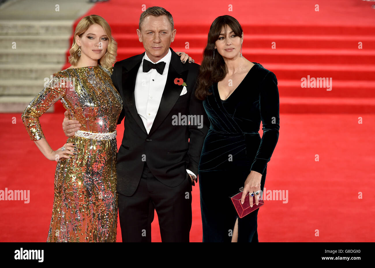 (Left to Right) Lea Seydoux, Daniel Craig and Monica Bellucci attending ... (Left to Right) Lea Seydoux, Daniel Craig and Monica Bellucci attending ...