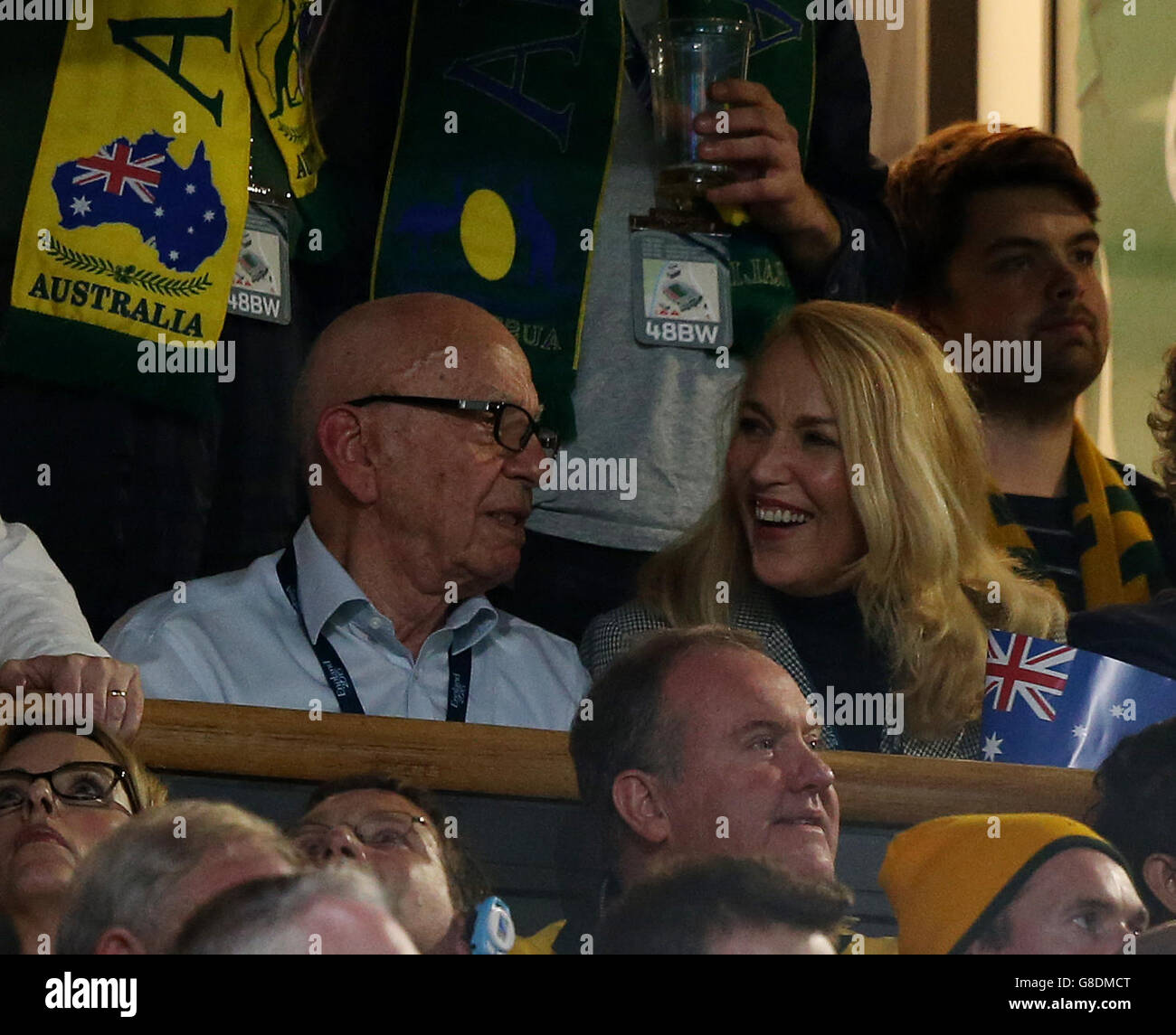 Rupert murdoch jerry hall in rugby world cup final twickenham hi-res ...