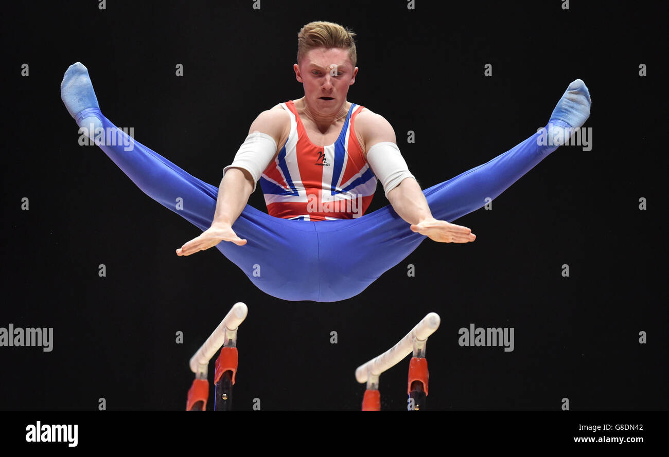 Great Britain's Nile Wilson in action on the Parallel bars during day ...