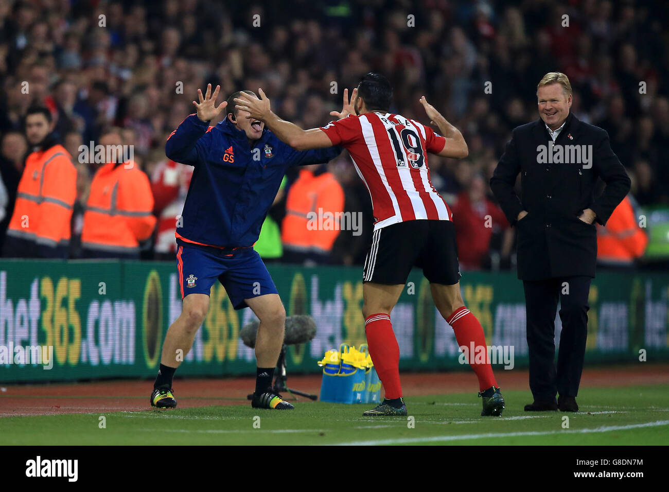 Graziano Pelle (centre) of Southampton performs a haka style ...