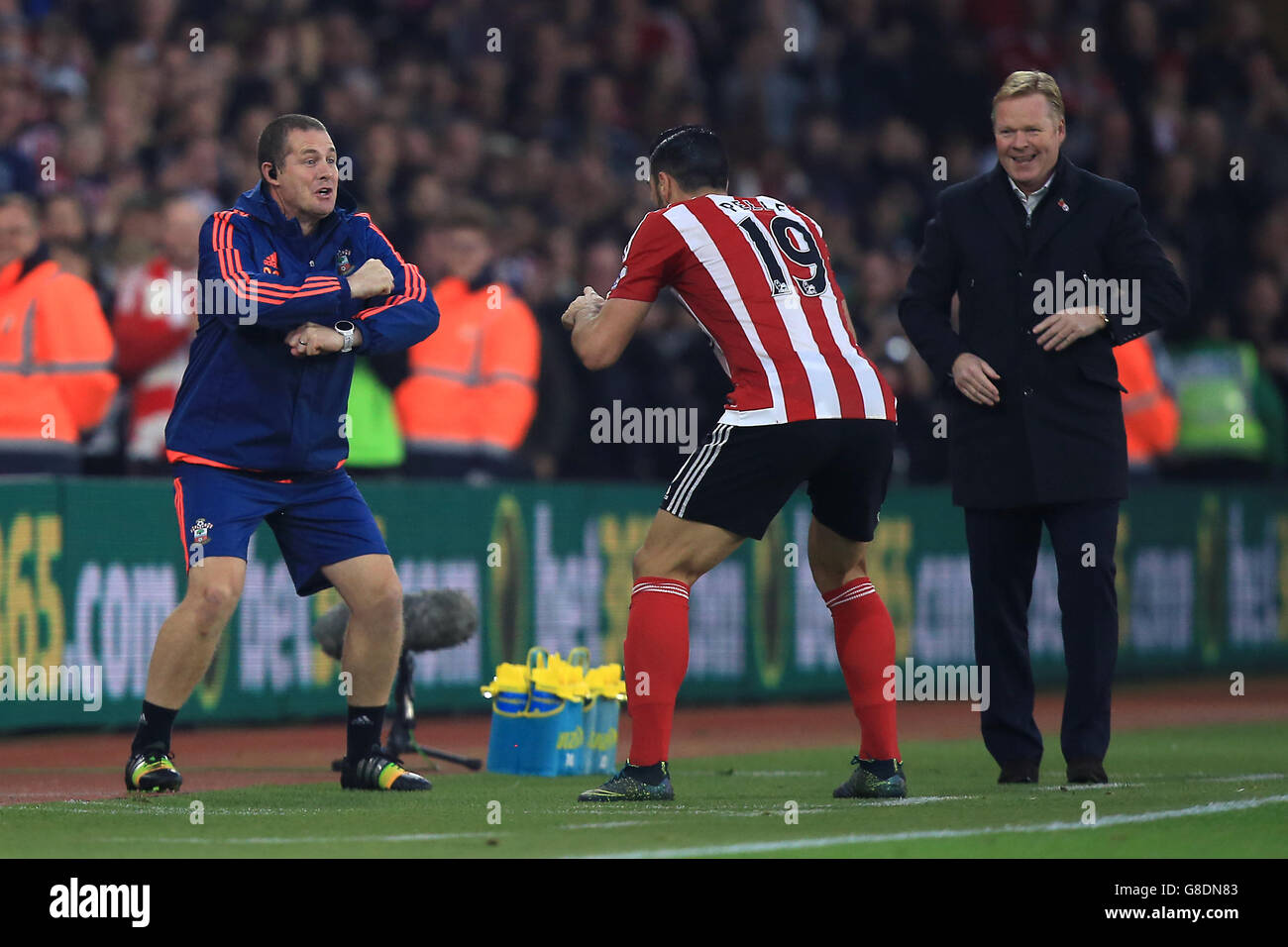 Graziano Pelle (centre) of Southampton performs a haka style ...