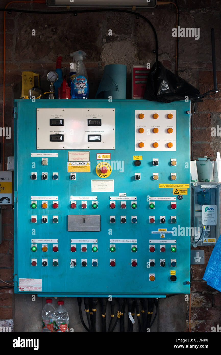 Lock Gate Control Panel Albert Dock Liverpool England Stock Photo - Alamy