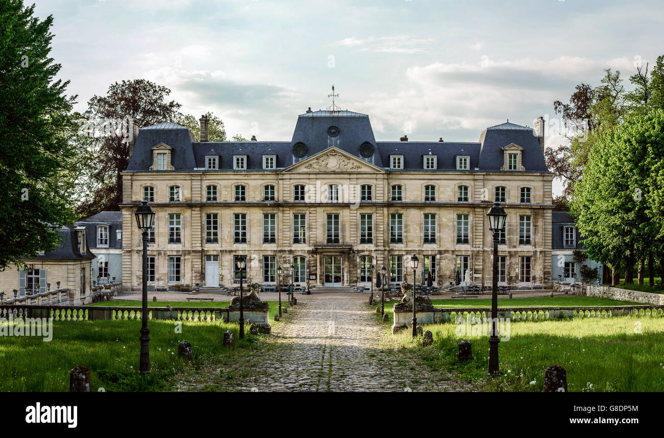 Classic french castle in Paris region, touristic landmark, France Stock ...