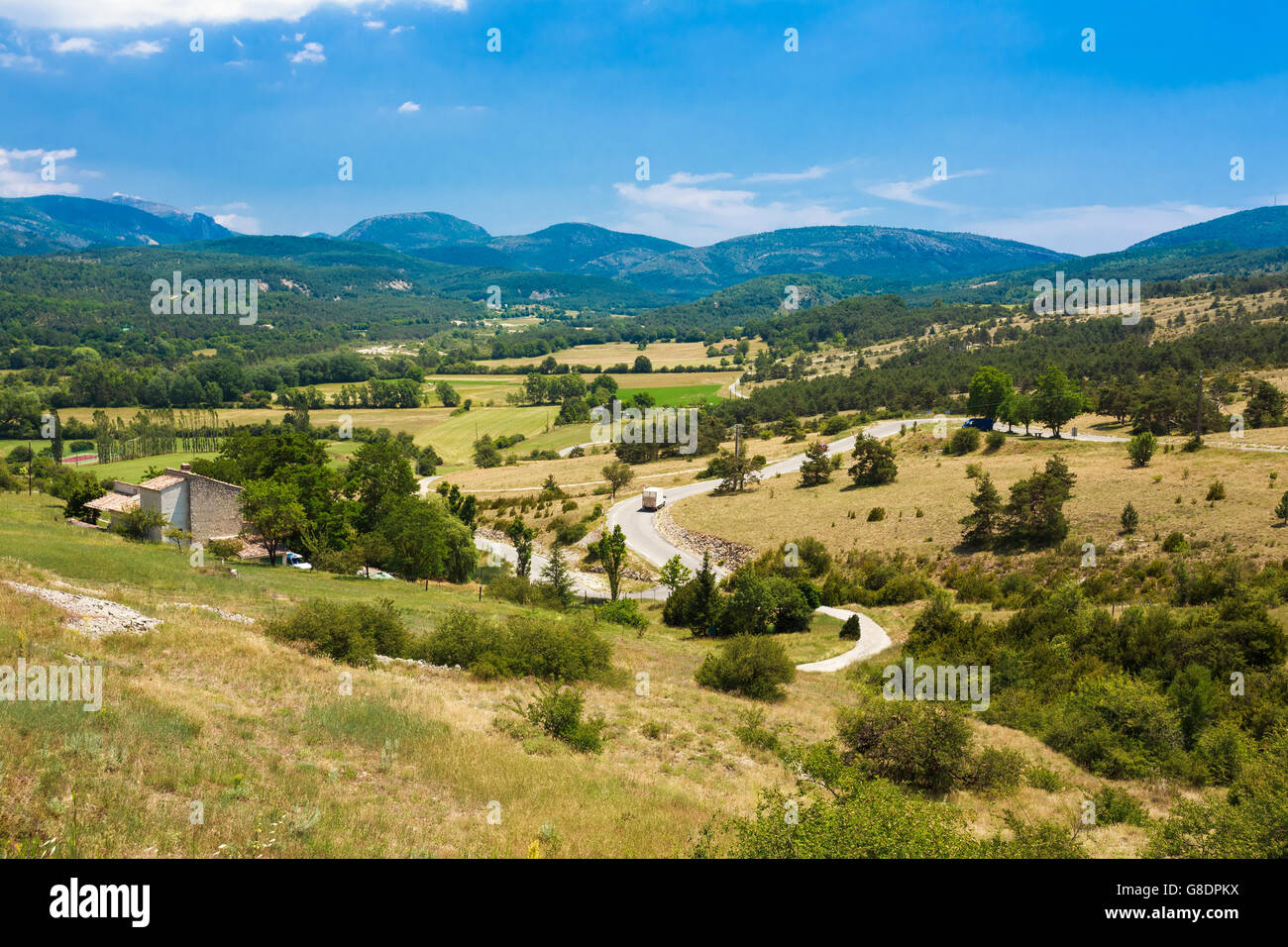 Beautiful Scenic View Landscape Near Village Of Trigance In Provence ...