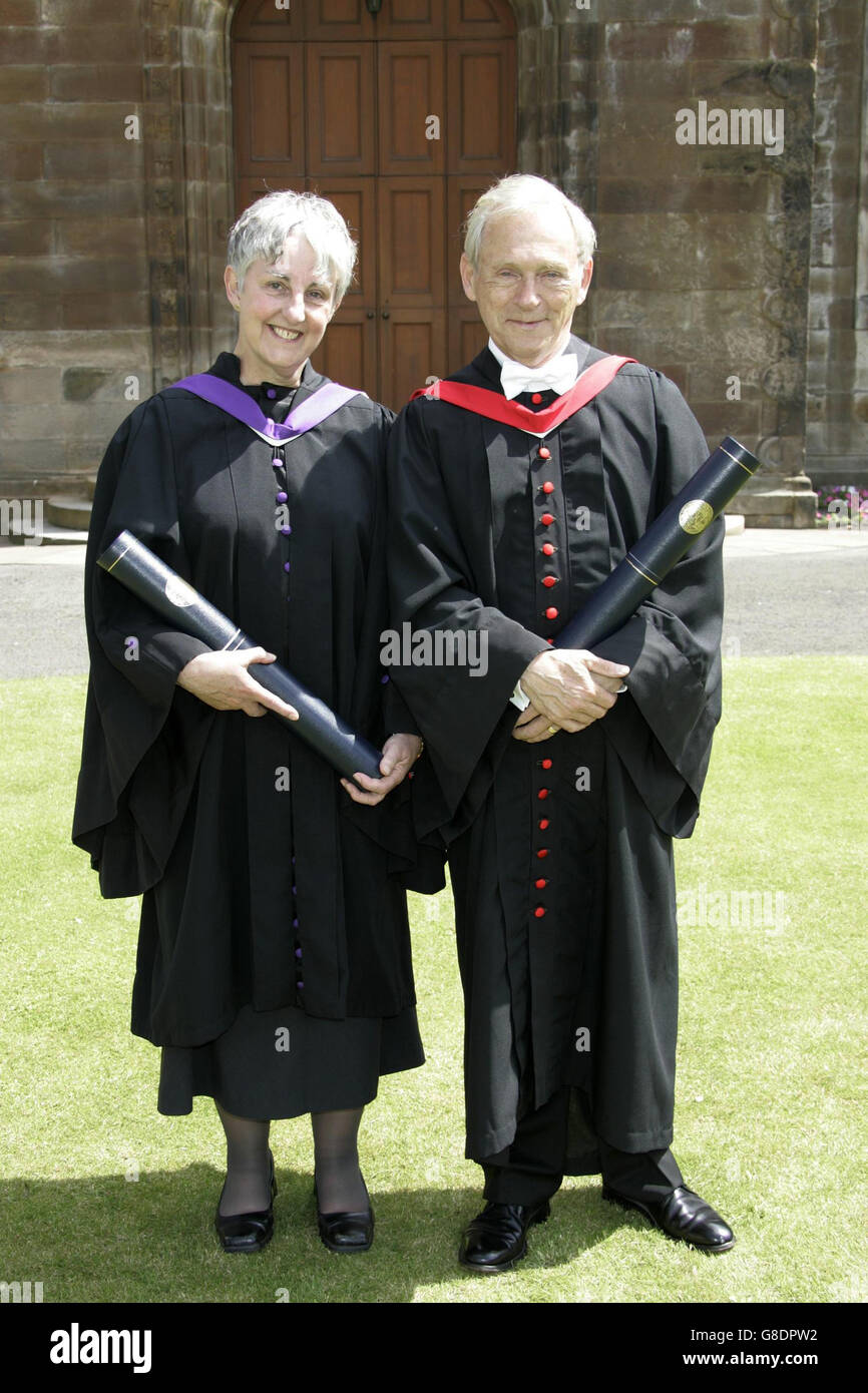 Alison Elliot and George Reid with their honorary degrees which they ...